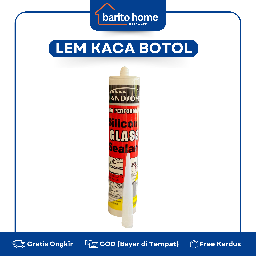 Jual Handsome Lem Kaca Botol Warna CLEAR 300ml / Lem Sealant Silicone ...