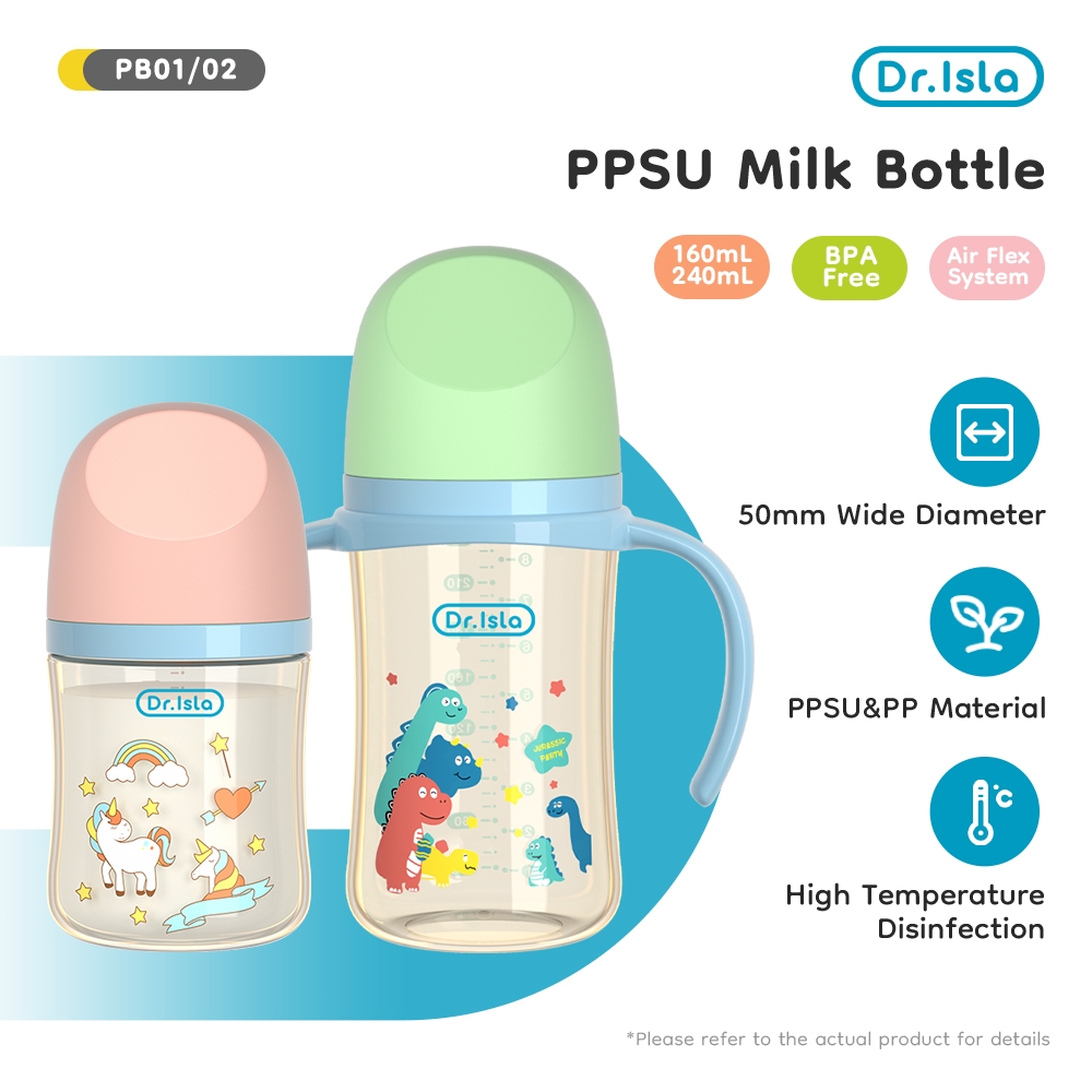 Jual Dr.isla Dot Bayi Botol Susu PPSU PB01 160Ml 240Ml Anti Tumpah Botol susu bayi newborn BPA ...
