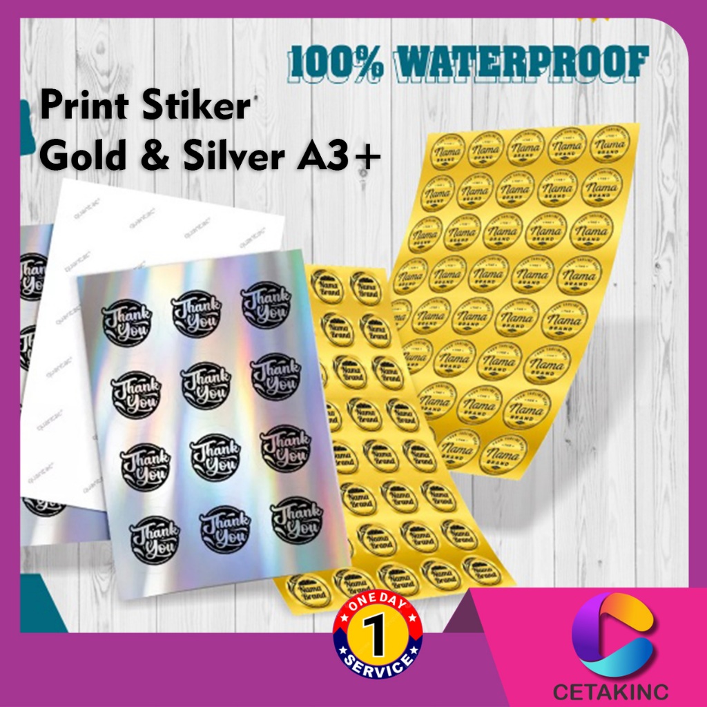 Jual Cetakinc - Print Sticker Gold & Silver A3 Free Kiss Cutting ...