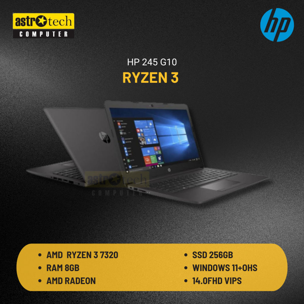 Jual Laptop HP 245 G10 RYZEN 3 7320 8GB 256GB W11 14.0 SLIM BEZEL BLK ...
