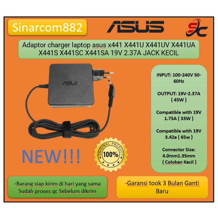 Jual Adaptor charger laptop asus x441 X441U X441UV X441UA X441S X441SC ...