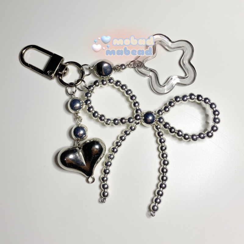 Jual MABEAD | Gantungan Kunci Tas - Y2K Silver Ribbon - ganci charm ...