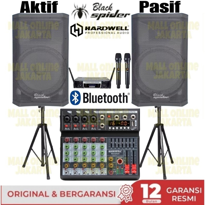 Jual Paket speaker aktif pasif blackspider 15 inch sound system outdoor ...