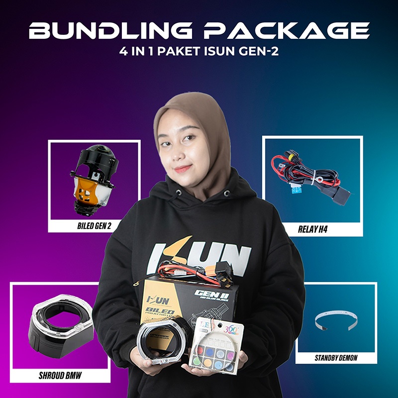 Jual ISUN Paket Bundling BILED GEN-2 dengan Shroud BMW Classic Demon ...