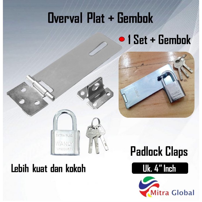 Jual Paket Gembok Nekel 30 Mm + Cantolan Gembok 4 Inch Kunci Engsel ...