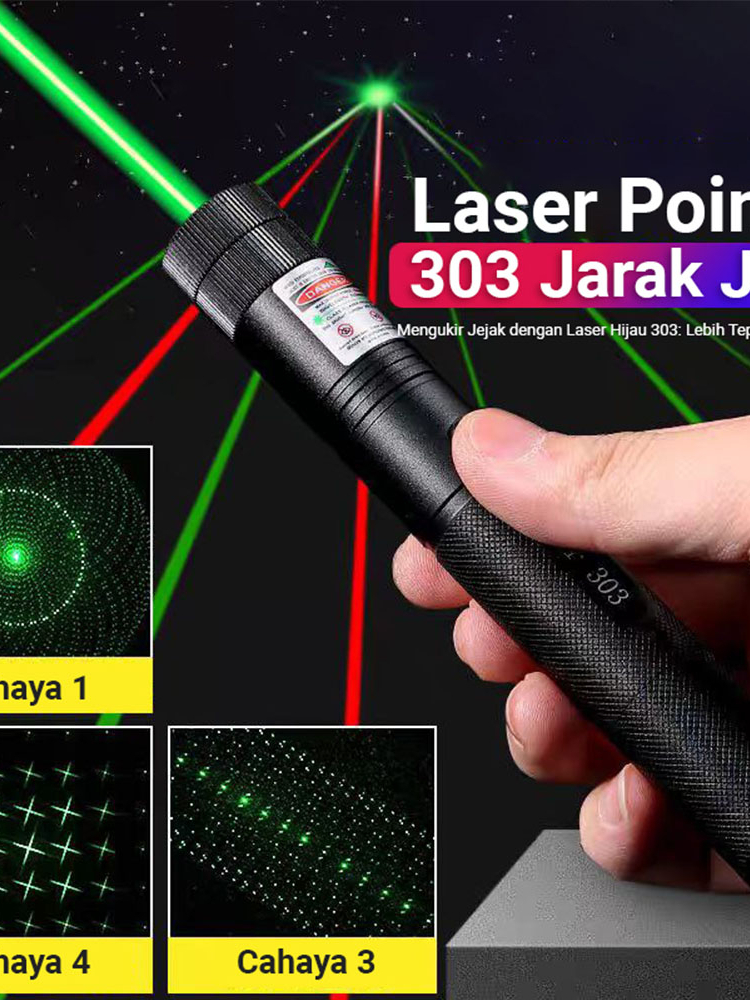 Jual (cod) Original Green Laser Pointer 303 5000MW Warna Hijau Jarak Jauh Baterai Cas Free ...