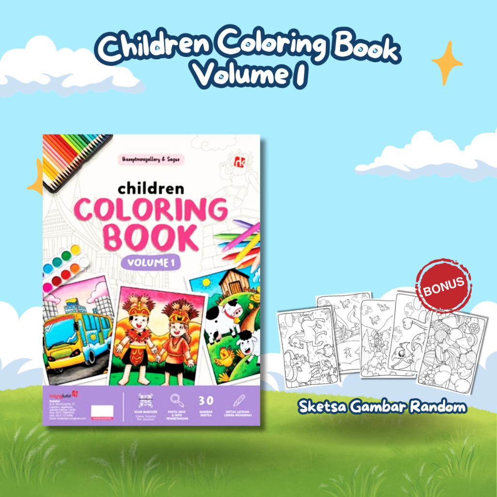 Jual AG - Buku Aktivitas Children Coloring Book Volume 1 (Free Sketsa ...