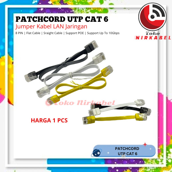 Jual Pathcord UTP Cat 6 Slim Warna | Jumper Kabel LAN Jaringan 10cm - 30cm | Shopee Indonesia