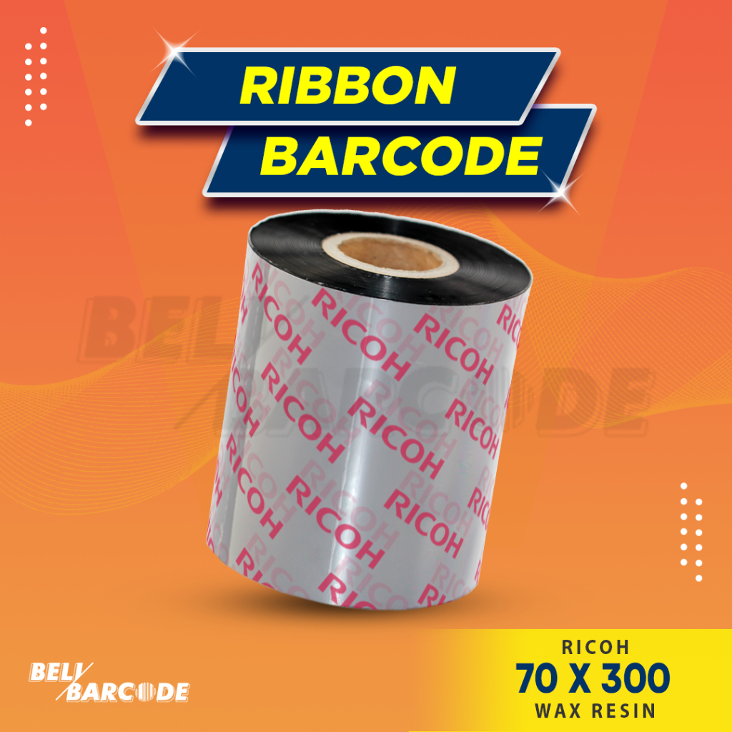 Jual Ribbon Barcode Wax Resin 70 x 300 Meter RICOH Tinta Hitam Face Out ...