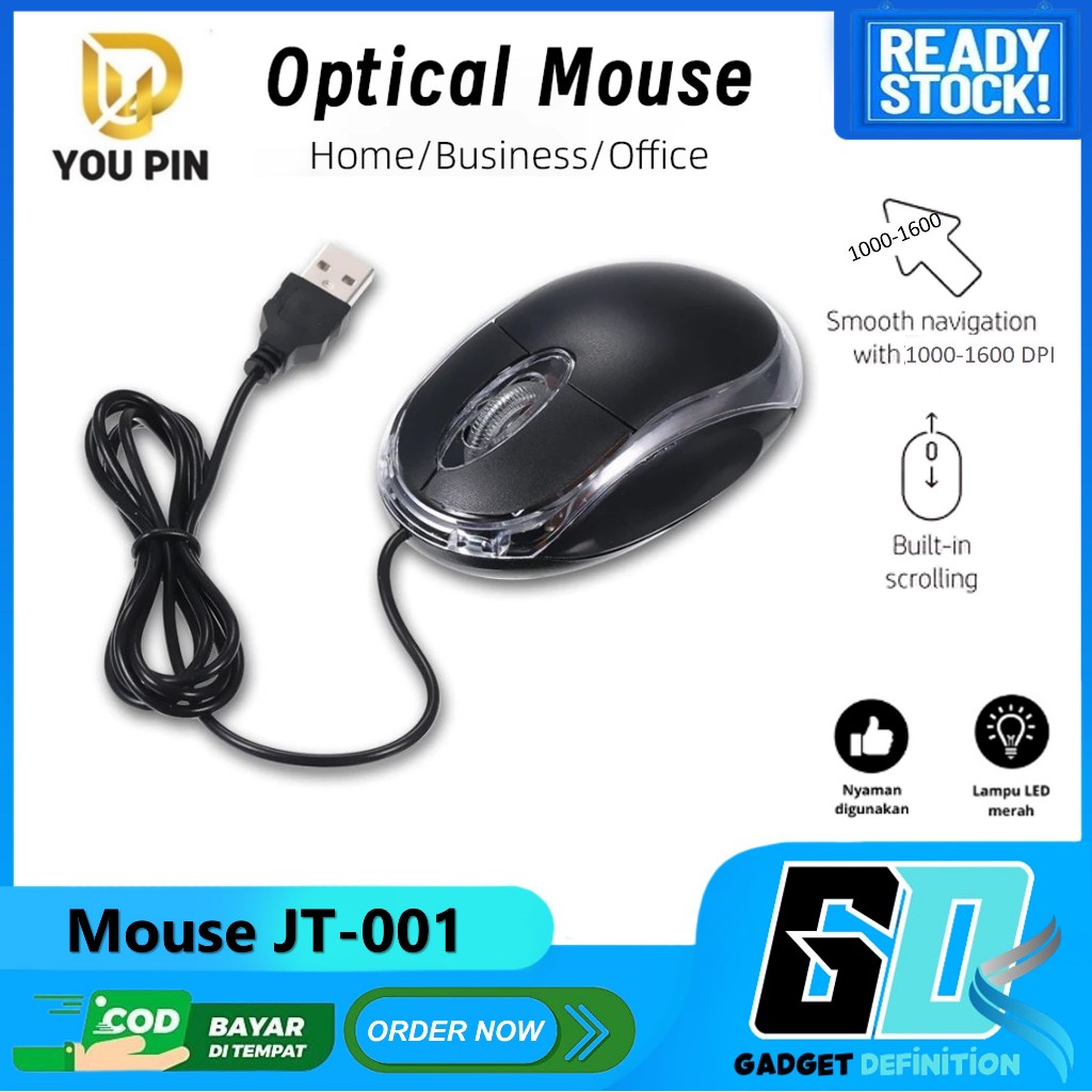 Jual YOU PIN Mouse Lampu USB Standar Mouse Optik Lampu Kabel Optical ...