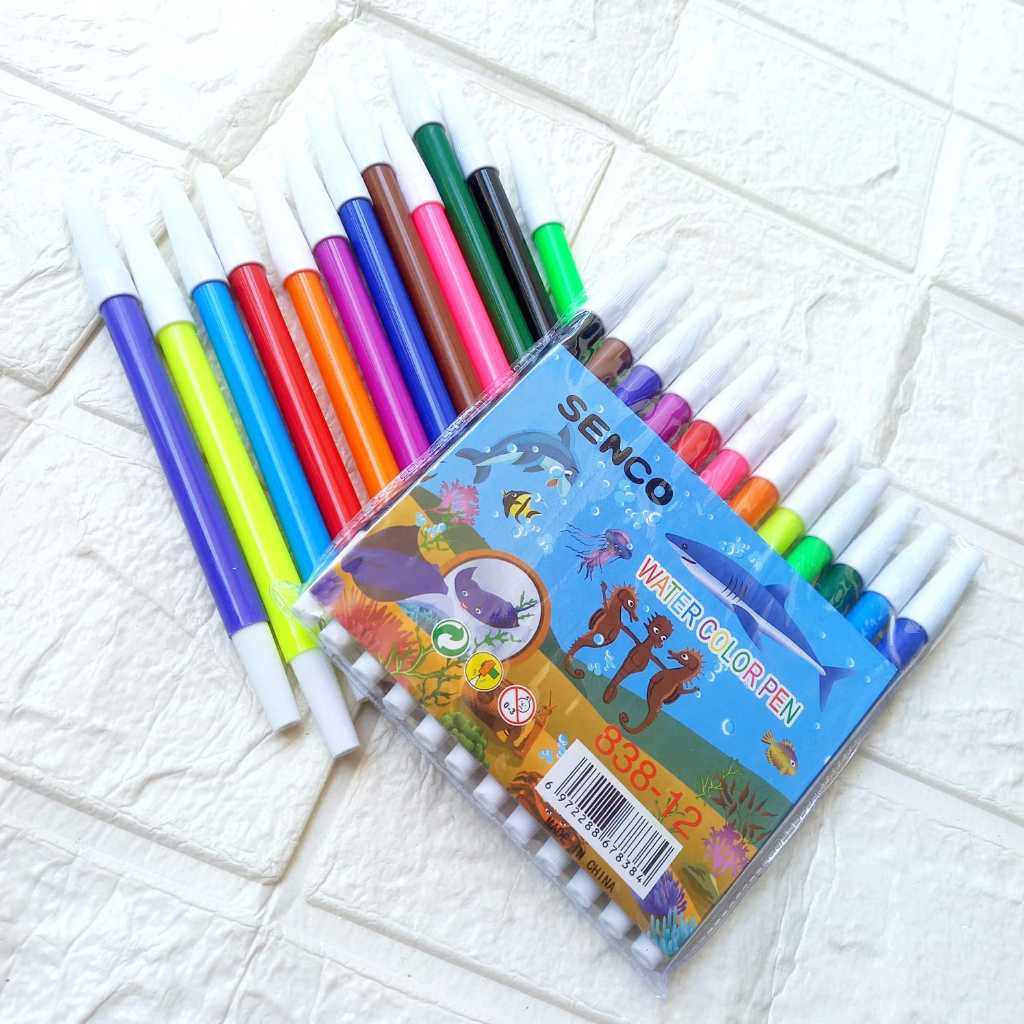 Jual Spidol Set 12 Warna Pen Warna Coloring Markers Series 838-12 ...