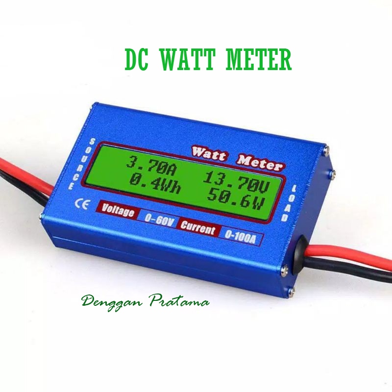 Jual Wattmeter DC Watt Meter voltmeter 60V 100A Digital LCD Display ...