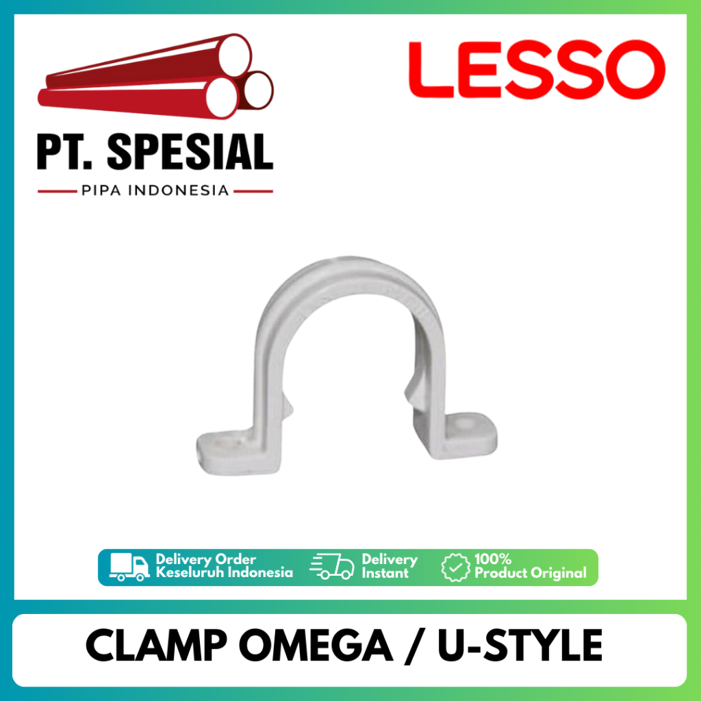 Jual Klem Omega DN25 Lesso / U Style Clamp Conduit / Penjepit Pipa ...
