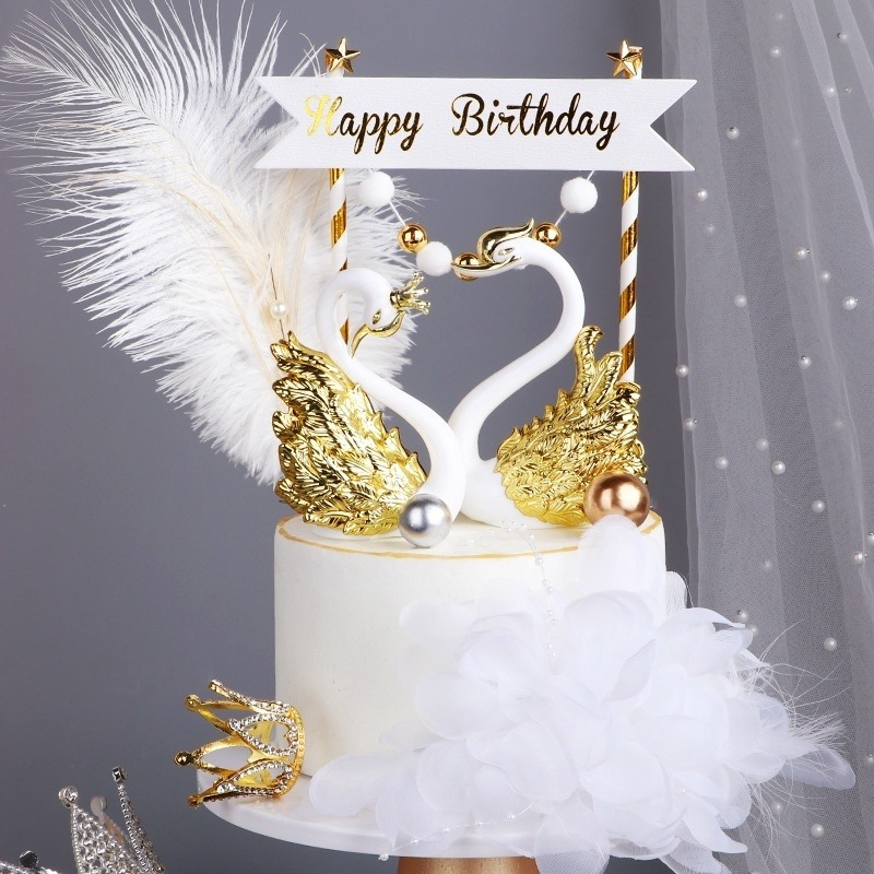 Jual { OMG } PAJANGAN KUE ULANG TAHUN ANGSA SWAN GOLD DAN SILVER TOPPER ...
