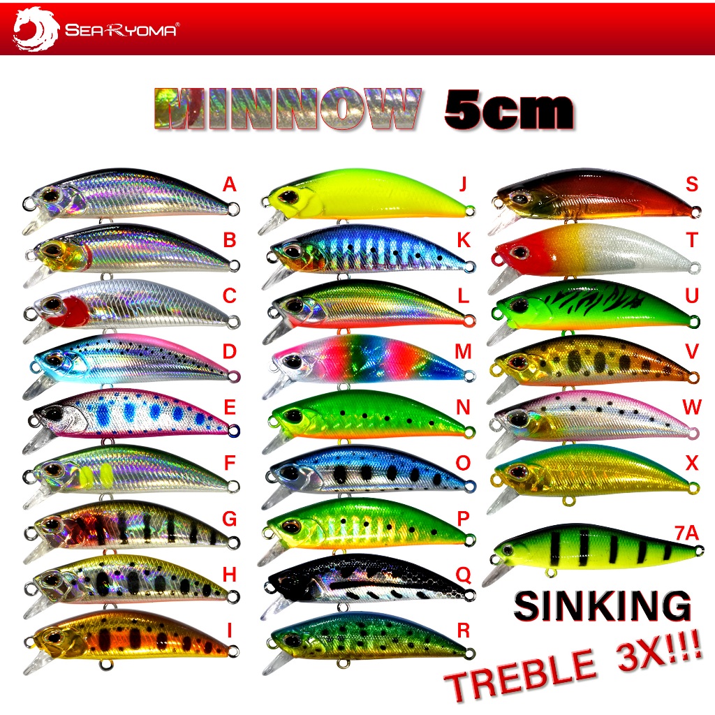 Jual SeaRyoma Sinking Minnow 5g / Fish Lure / Umpan Pancing Minnow 5g ...