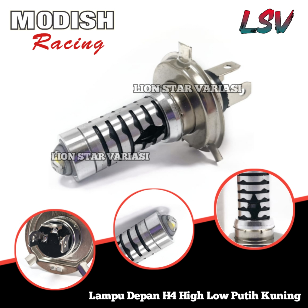 Jual Lampu Utama LED H4 Motor Socket H4 High Low Plus Senja Biru AC DC ...