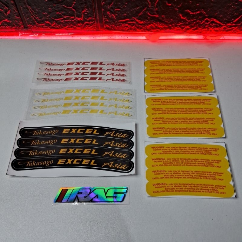 Jual Stiker Sticker Velg Motor Takasago Excel Asia set Warning Murah ...