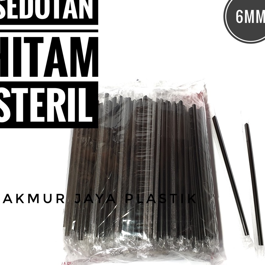 Jual FG2 SEDOTAN HITAM STERIL 25 PC BLACK STRAW 6 MM | Shopee Indonesia