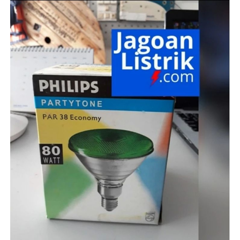 Jual Lampu Sorot PAR 38 80W Economy Flood light Philips Green Hijau ...