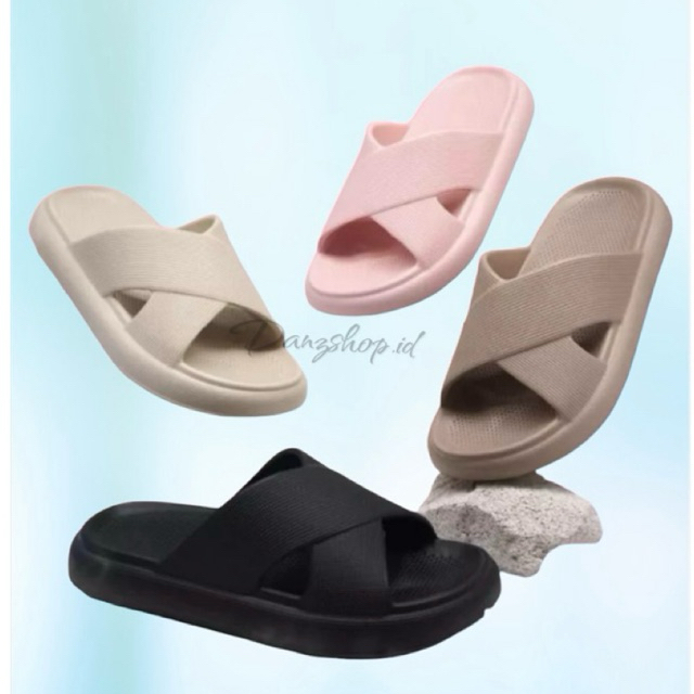 Jual Sendal Slop Wanita Model Silang Karet Eva Empuk Dan Nyaman ...