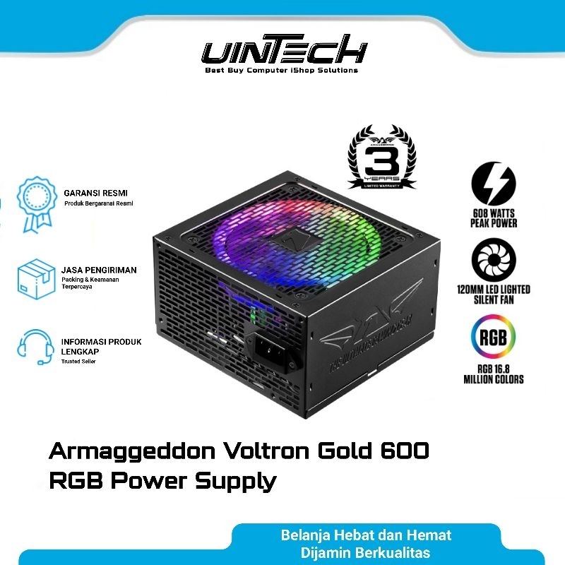 Jual Power Supply Armaggeddon Voltron Gold 600 PSU 80+ Gold Certified RGB | Shopee Indonesia