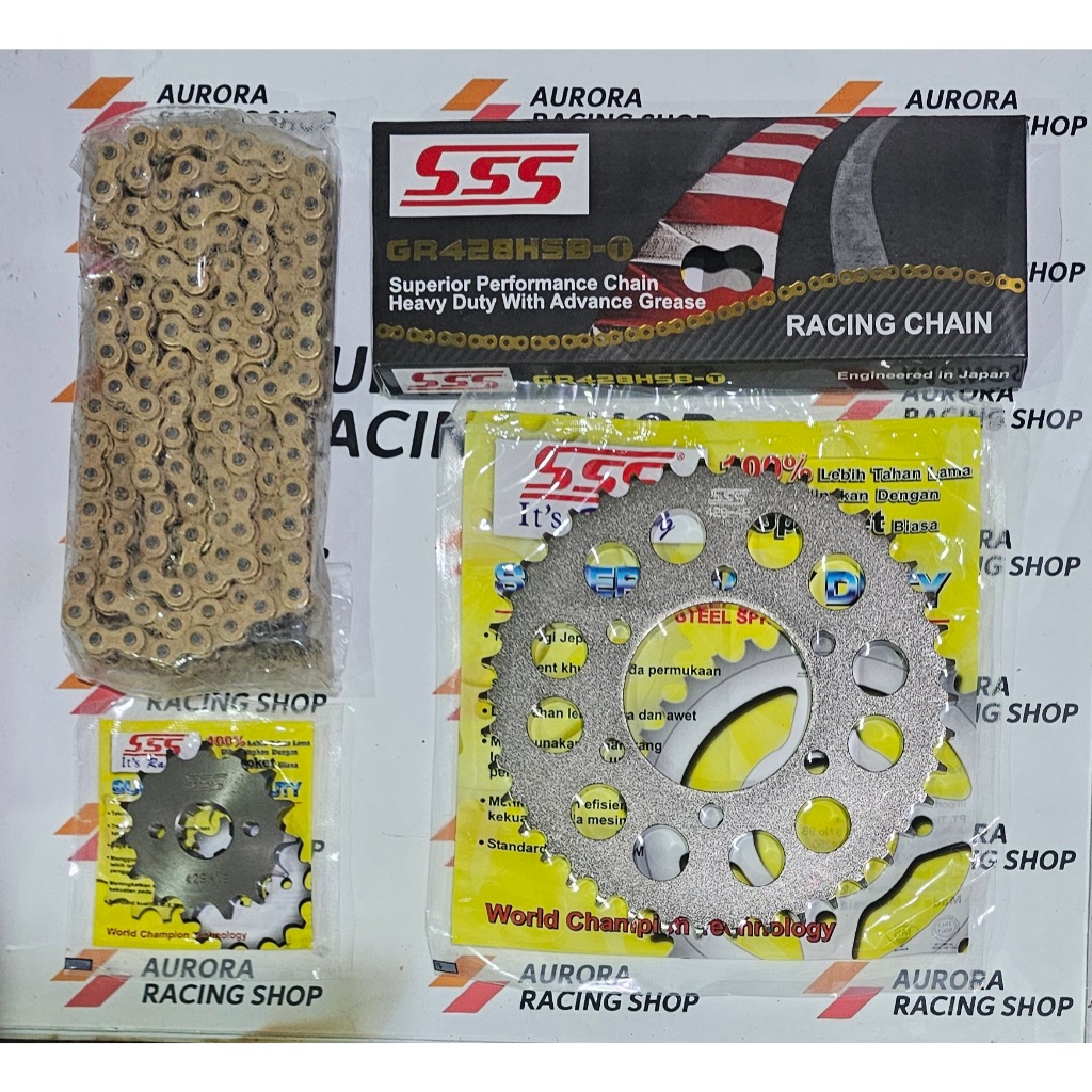 Jual Gear Set SSS KAWASAKI Ninja 150 R - SS - RR & Rantai SSS 428 HSBT Gold ORIGINAL | Shopee ...