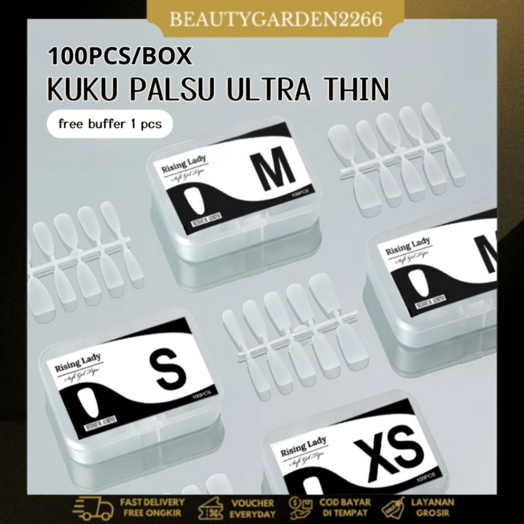 Jual [ COD ] 100Pcs/Box Kuku Palsu Extention Ultra Thin Wearable/Fake ...