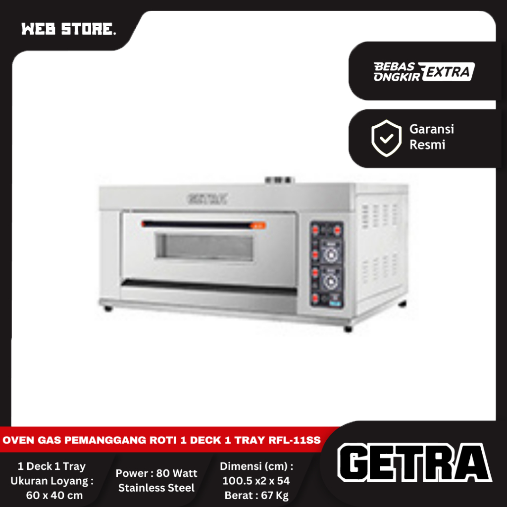 Jual Oven Gas Pemanggang Roti Gas Baking Oven 1 Deck 1 Tray RFL-11SS ...