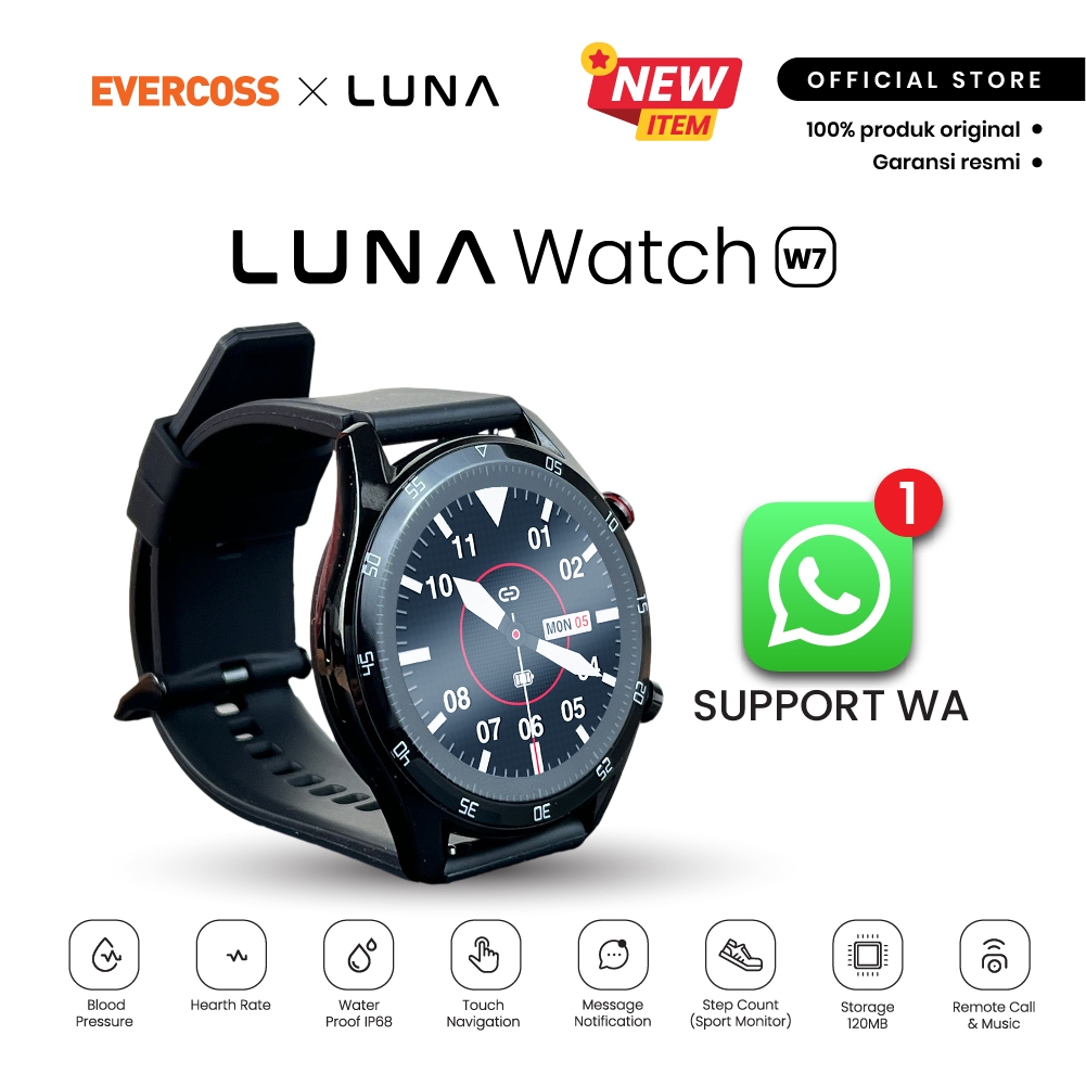 Jual Evercoss X Luna W7 smartwatch Ip68 garansi resmi Luna indonesia ...