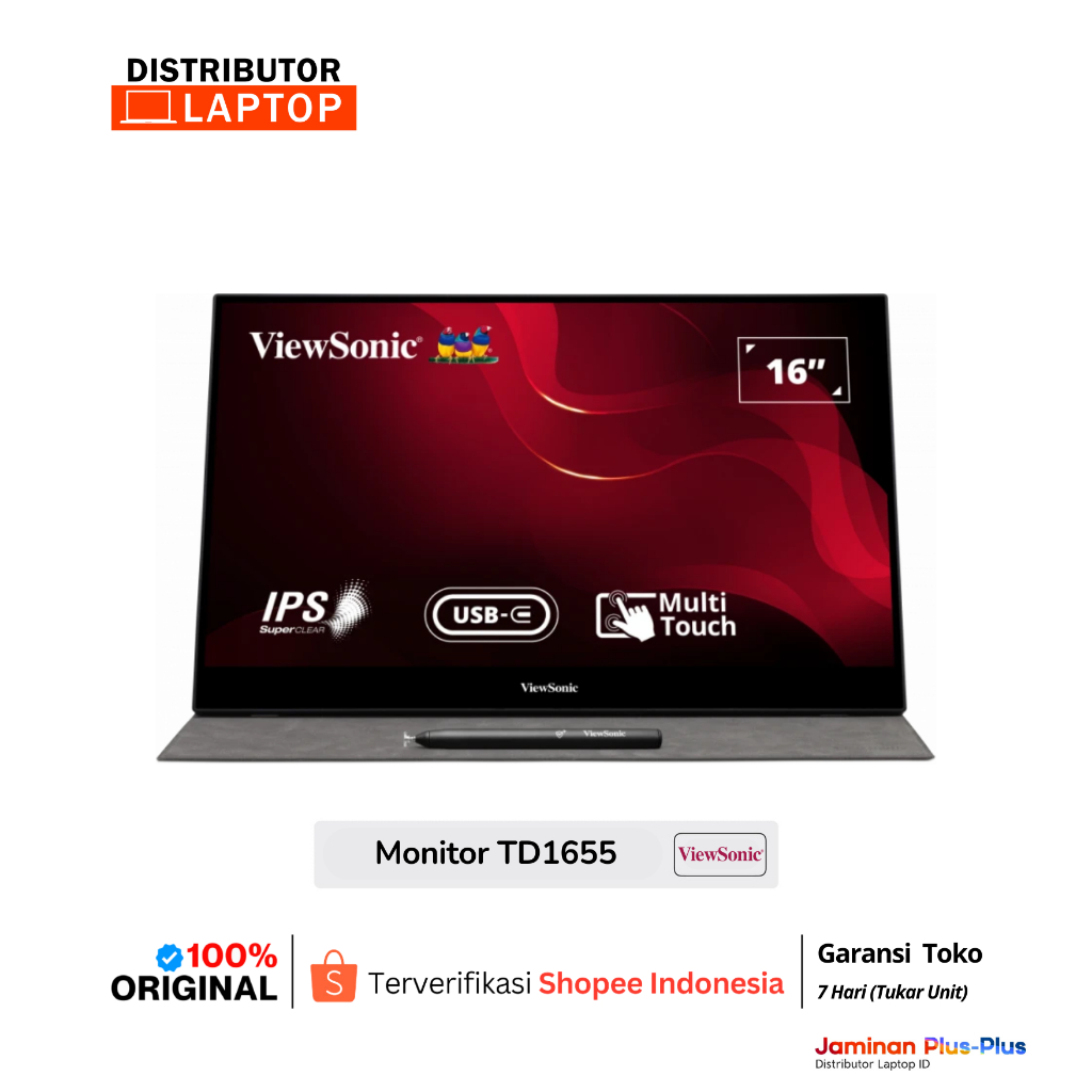 Jual Monitor Viewsonic TD1655 16” USB-C Multi-Touch Portable Monitor ...