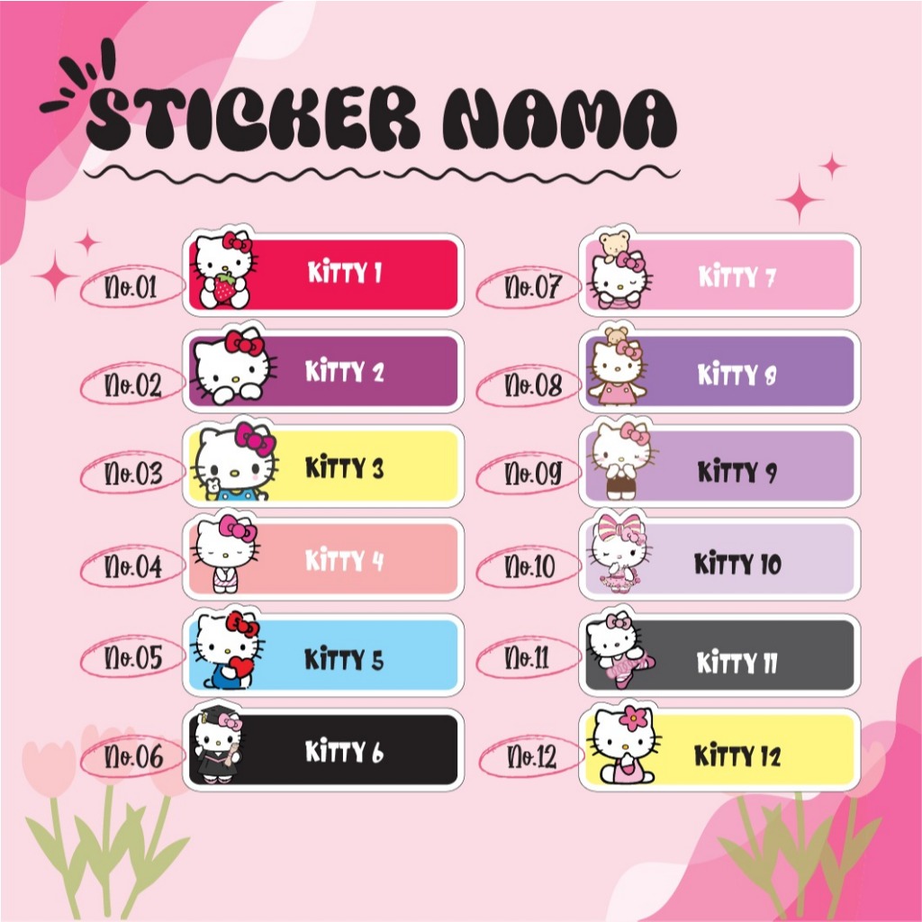 Jual STICKER LABEL NAMA ANIME HELLO KITTY CUTE VERSION STIKER LEBEL ...