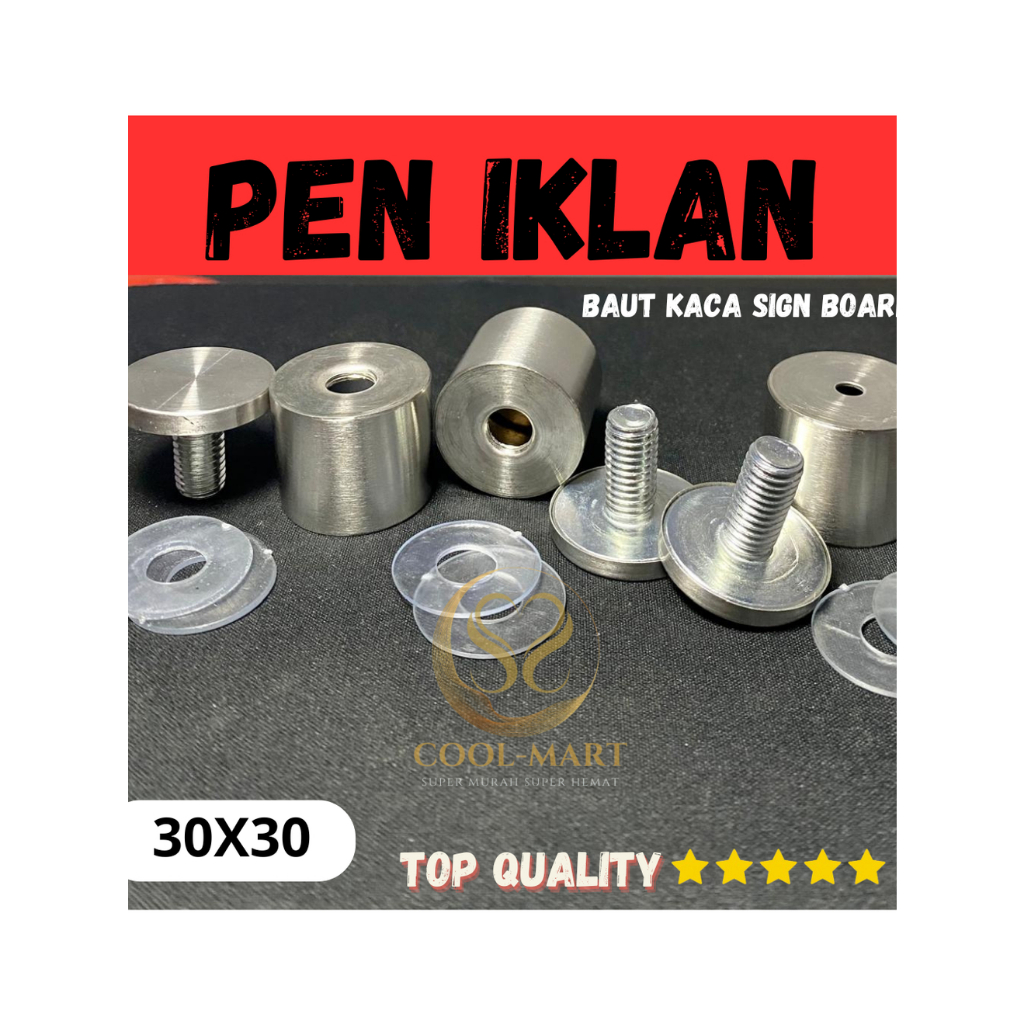 Jual PEN IKLAN 30x30 Stainless / Baut Akrilik Baut Kaca Sign Board ...