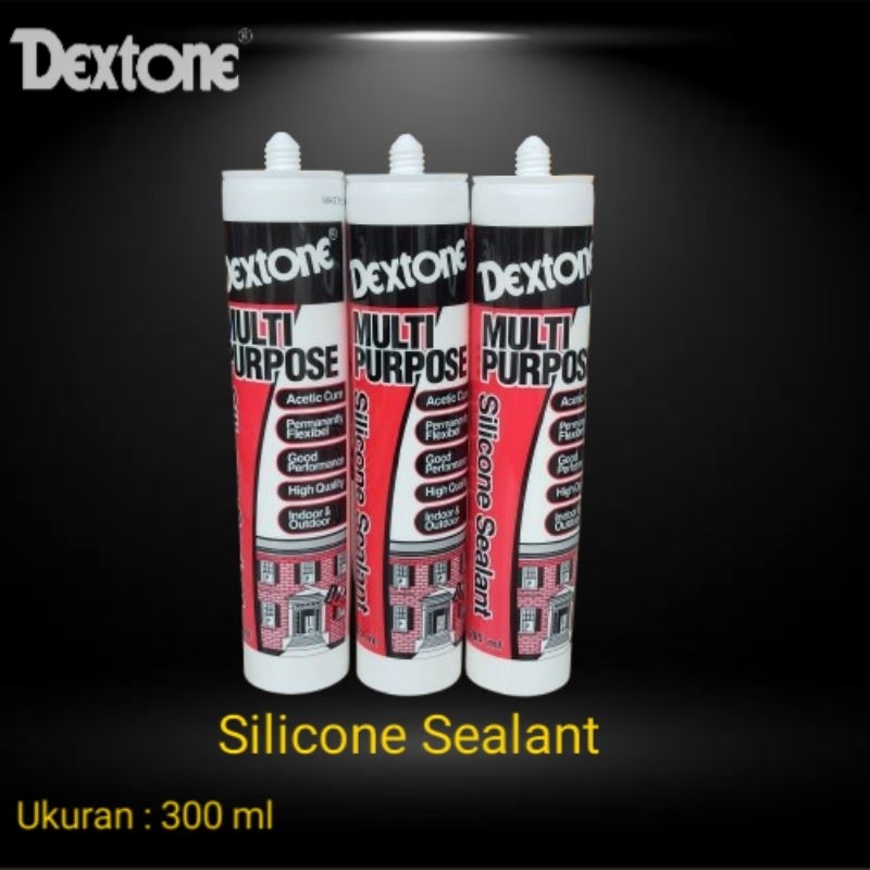 Jual LEM SILICONE SEALANT DEXTONE BOTOL 300 ML ASAM WHITE - CLEAR - BLACK. | Shopee Indonesia