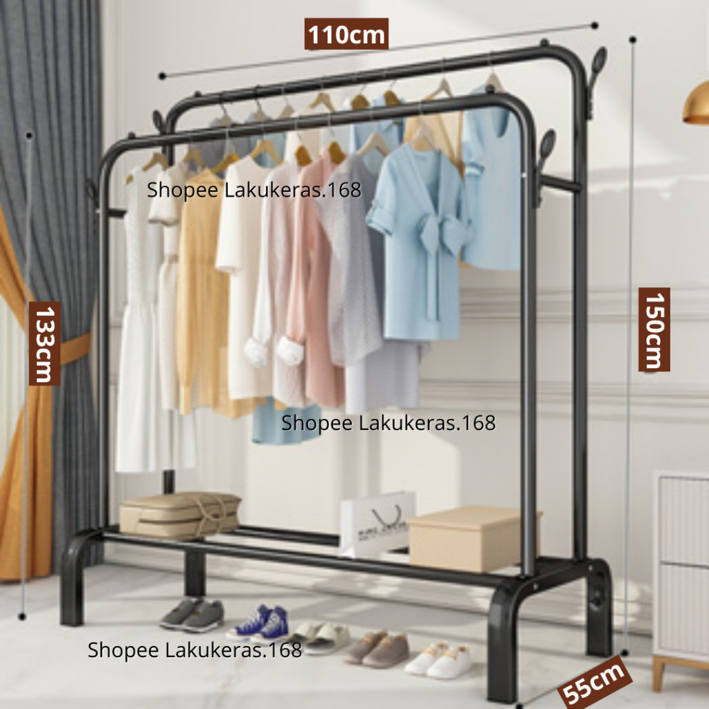 Jual Stand Hanger Double Gantungan Baju Besi/ Gantungan Baju Besar/ Rak ...