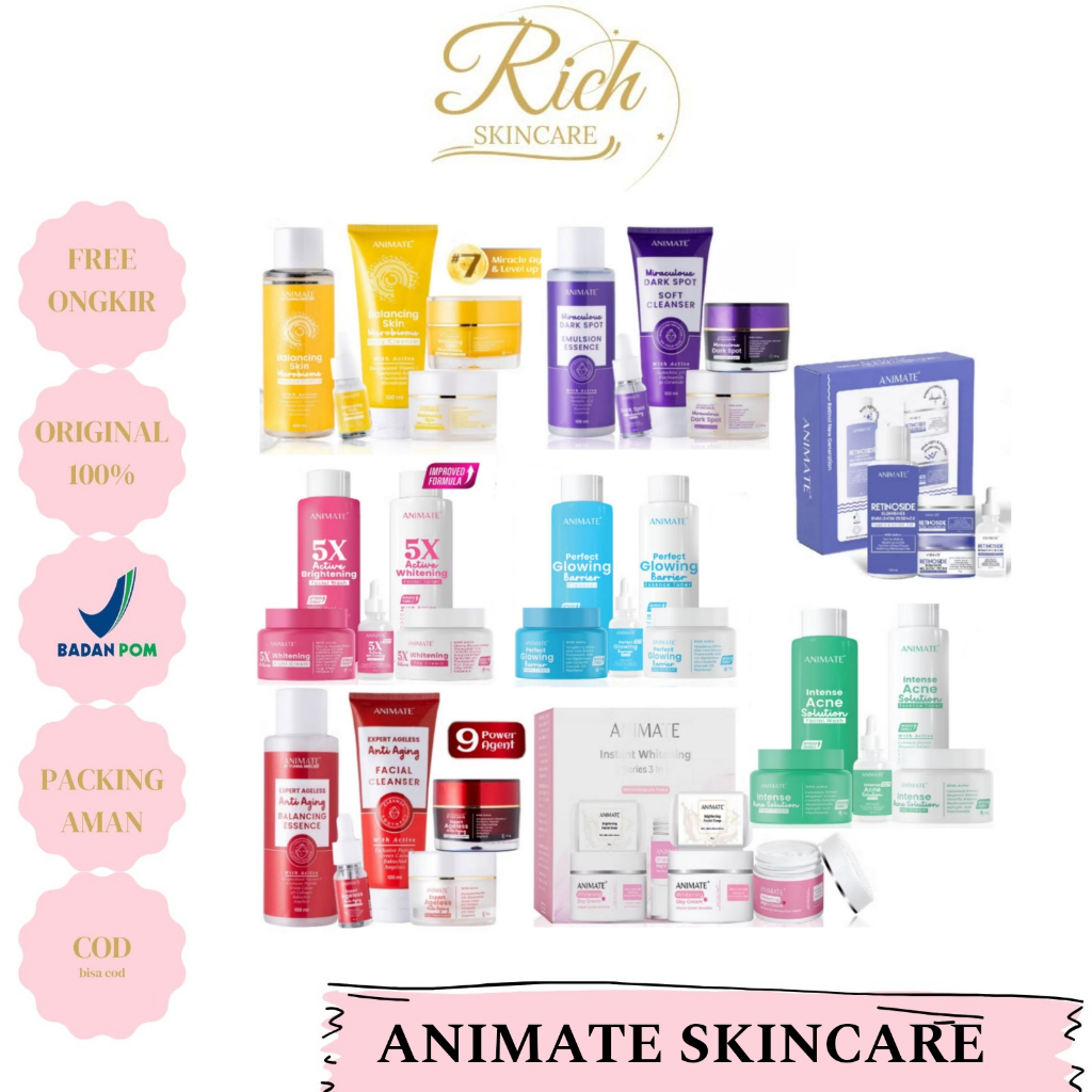 Jual ANIMATE Paket SKINCARE Series 5in1 - Whitening | Glowing | Acne ...