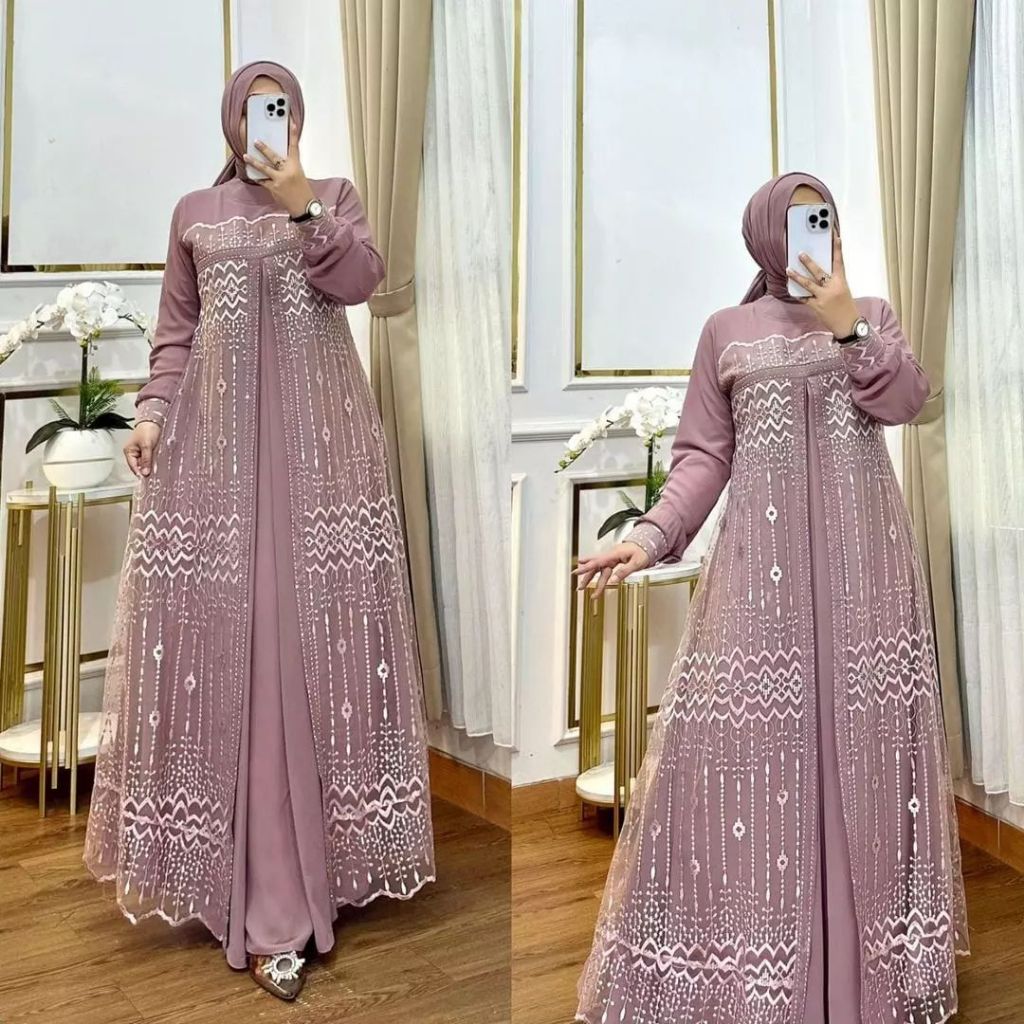 Jual Gamis Kondangan Terbaru Amelda Maxy KF Bahan Kain Ceruty Babydoll ...