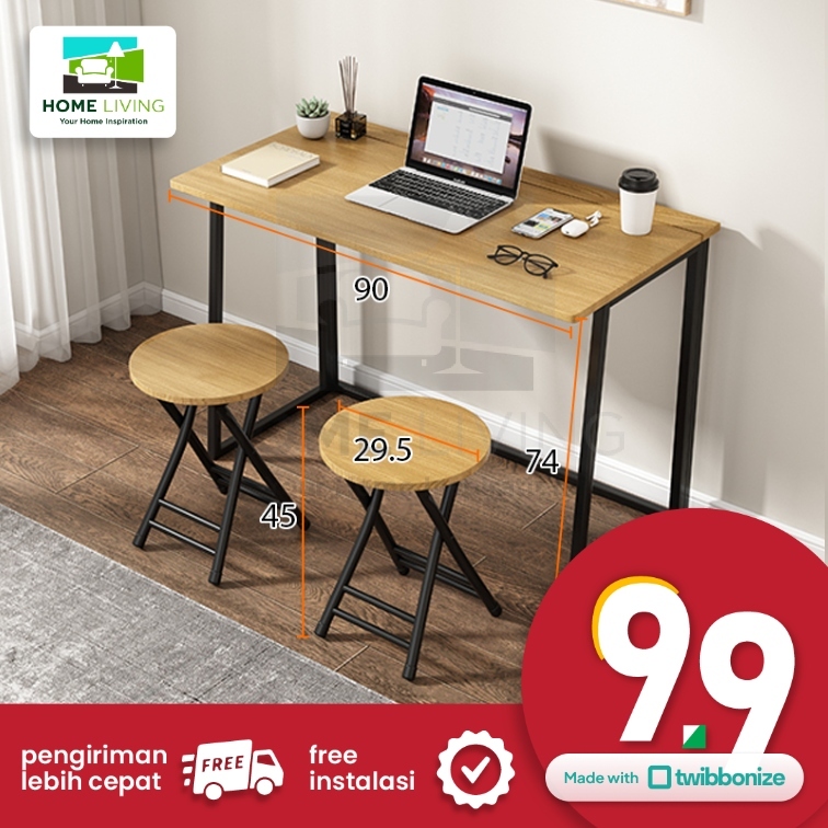Jual HOMELIVING - Set Meja Makan/meja serbaguna Lipat 2 Kursi - Hitam ...