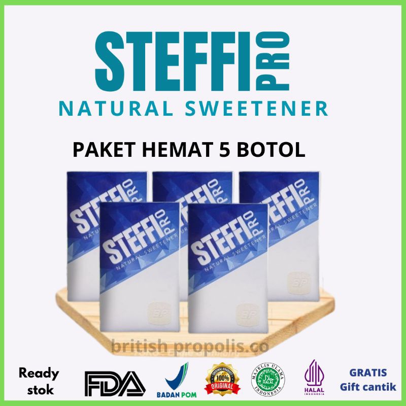 Jual STEFFI PRO PAKET 5 BOTOL PEMANIS PENGGANTI GULA ALAMI NOL KALORI ...