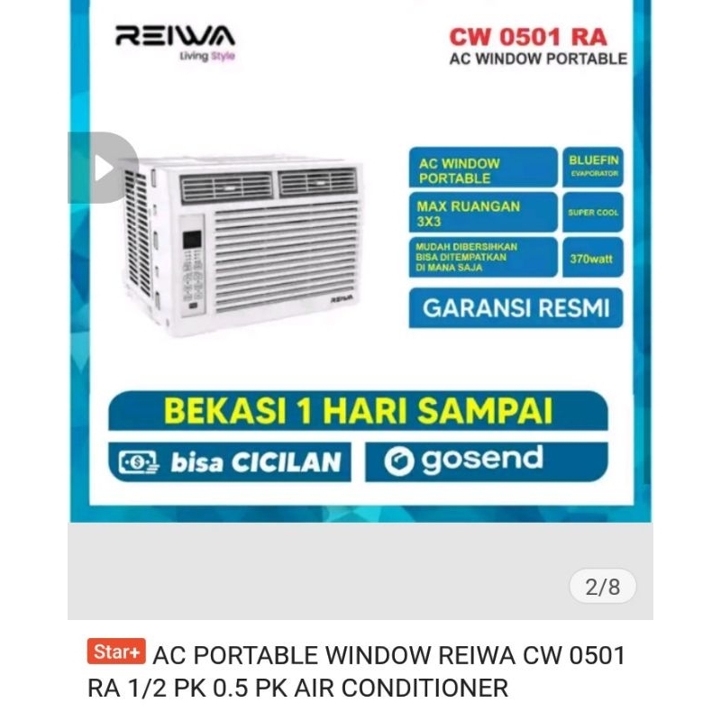 Jual ac portable window reiwa 0.5 pk 370 watt murah harga nego | Shopee ...