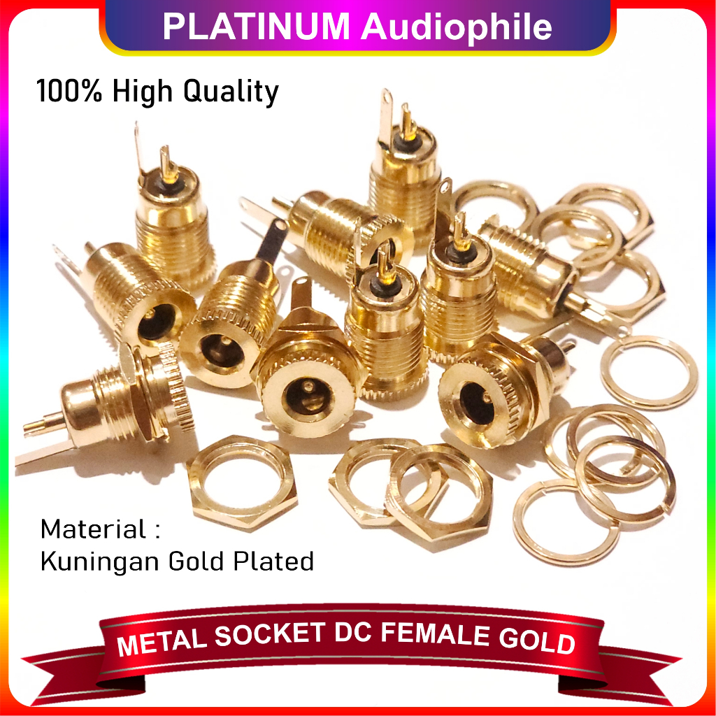 Jual SOCKET DC METAL CHROME FEMALE KUNINGAN SOKET DC ADAPTOR 2.1MM X 5 ...