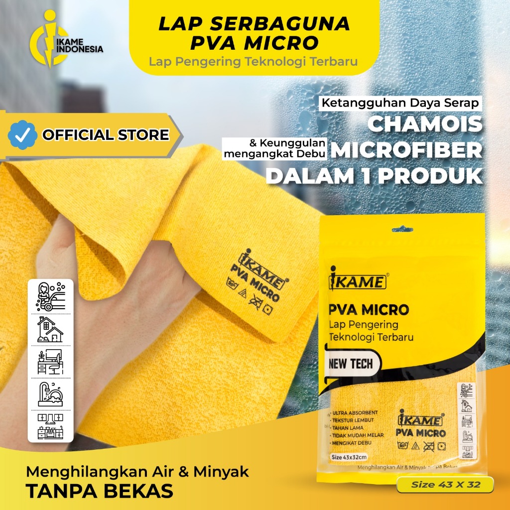 Jual Lap PVA Micro Original 100% IKAME/Lap PVA Micro Tekstur Lembut/Lap ...