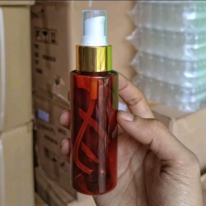 Jual Botol Pump Threatment 100ml RF / Botol RF 100ml Amber Tutup ...