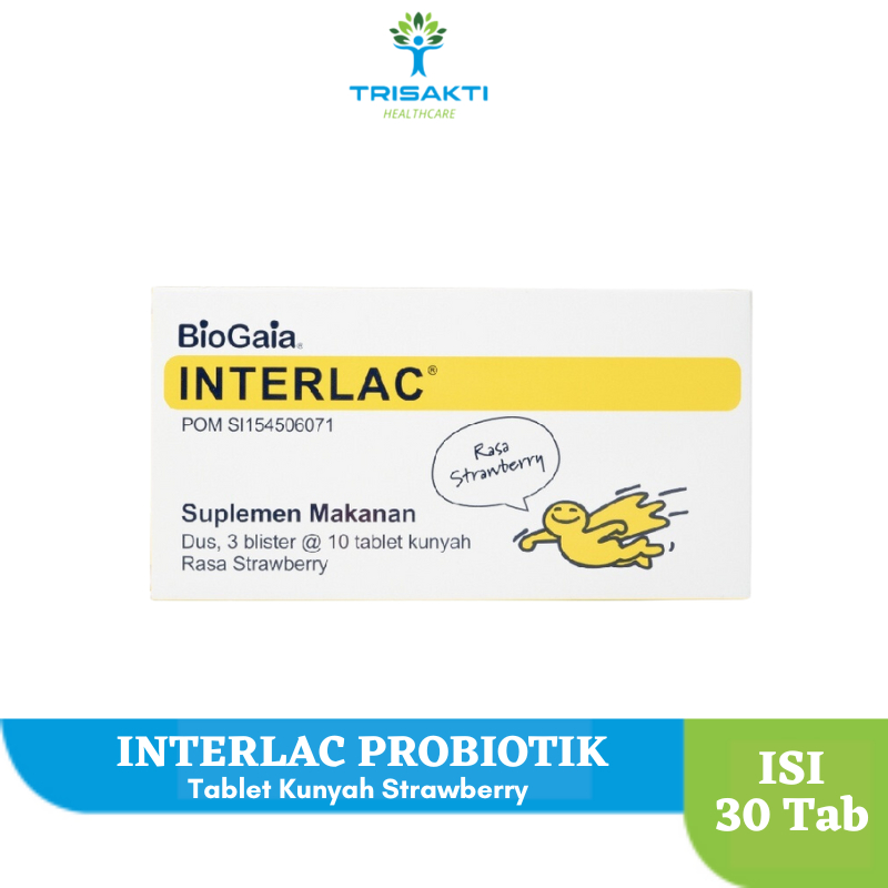Jual Interlac Probiotik Tablet Kunyah Strawberry 3 Strip @30 Tablet ...