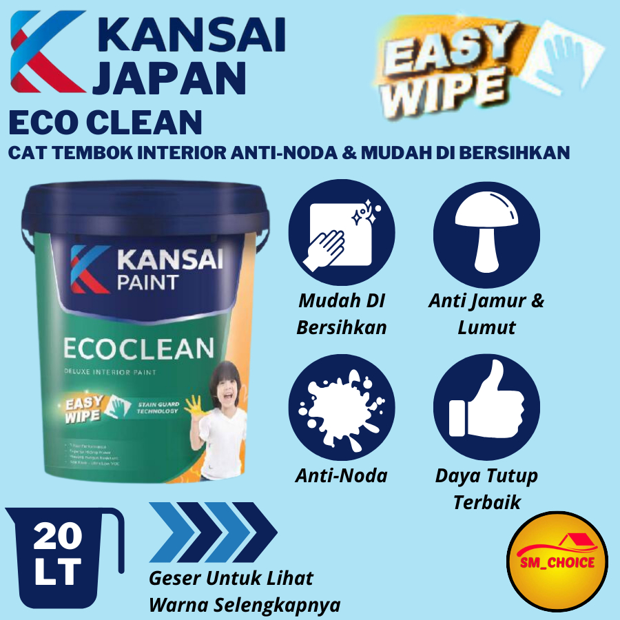 Jual [ PART 1] KANSAI ECO CLEAN CAT TEMBOK ANTI NODA 20LT CAT TEMBOK ECO CLEAN 20LT KANSAI ...