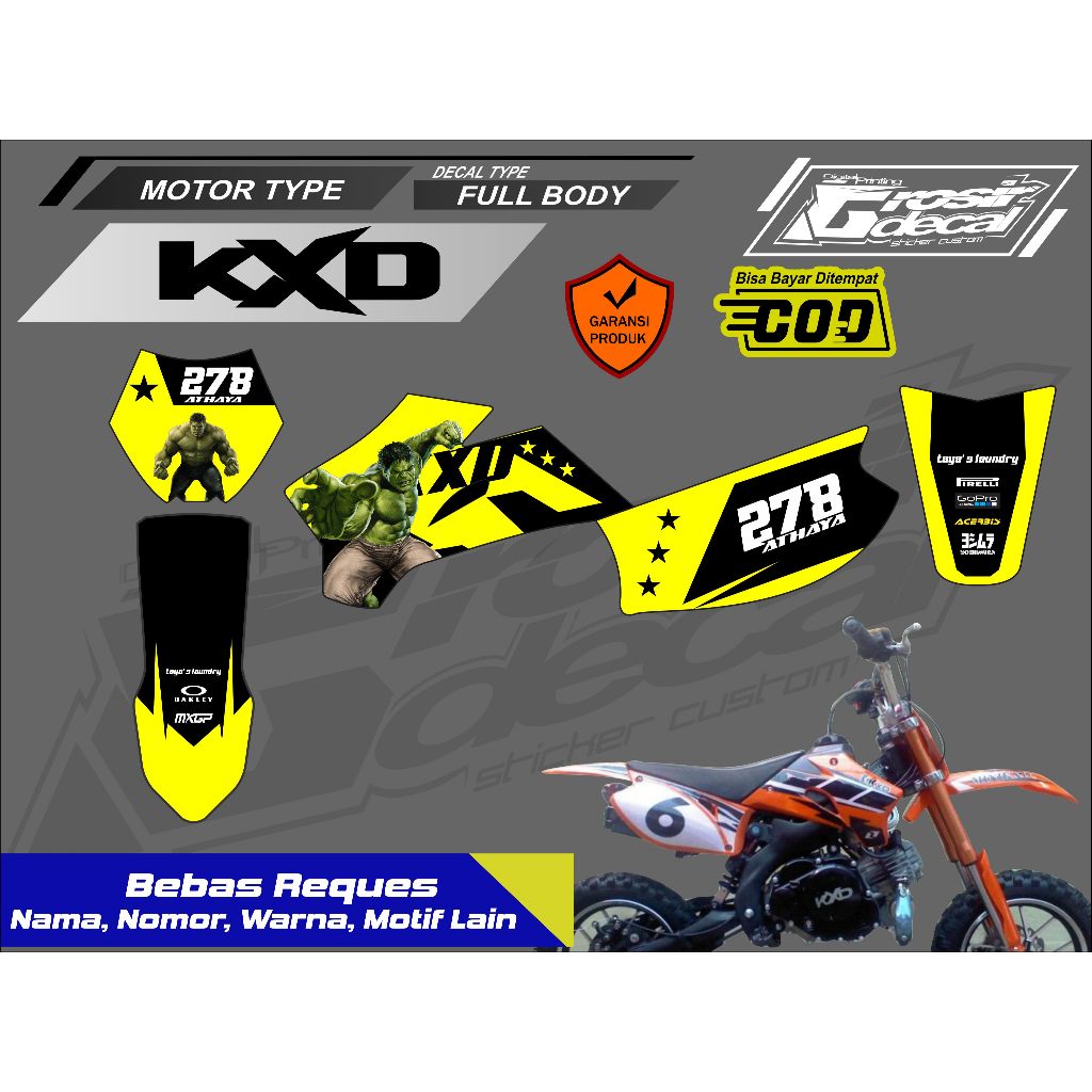 Jual Sticker Striping Mini Trail KXD 50cc Full Body Free Custom ...