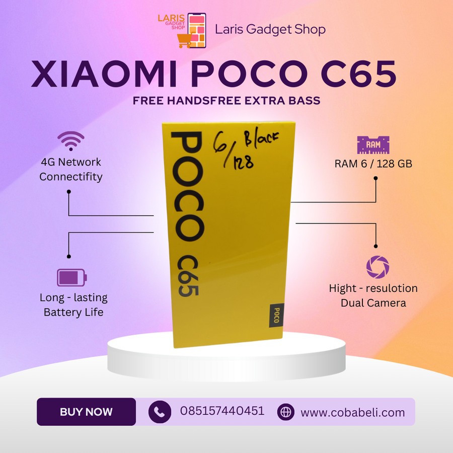 Jual POCO C65 (6/128GB) (8/256GB) | Helio G85 | 90Hz refresh rate tinggi | 50 MP AI Triple ...