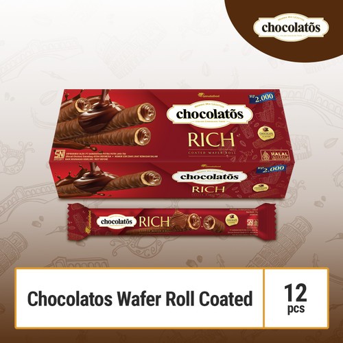 Jual Chocolatos Rich Coated Wafer Roll 1 Box isi 12 Pcs | Shopee Indonesia