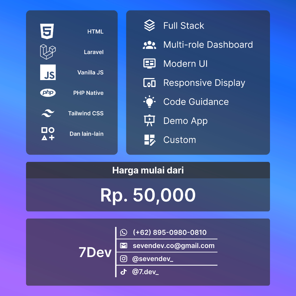 Jual Jasa pembuatan website Laravel, PHP Native, Tailwindcss, Vanilla JS, Full Stack | Shopee ...