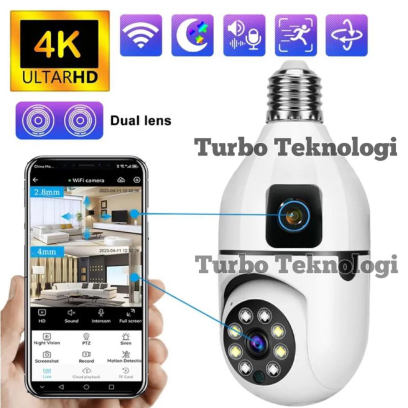 Jual Kamera CCTV Bentuk Bohlam Lampu Double Camera CCTV Panoramic Wifi ...