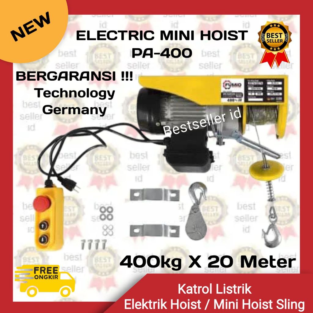 Jual Mini Hoist Electric 400 Kg 20 mtr | Katrol Seling Listrik 400kg x ...